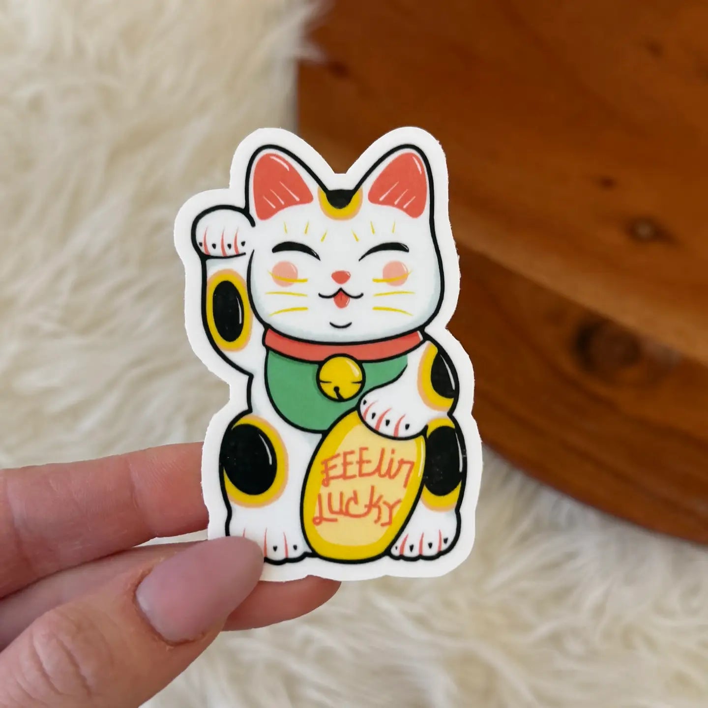 Feelin Lucky Cat Sticker – Sew Bonita