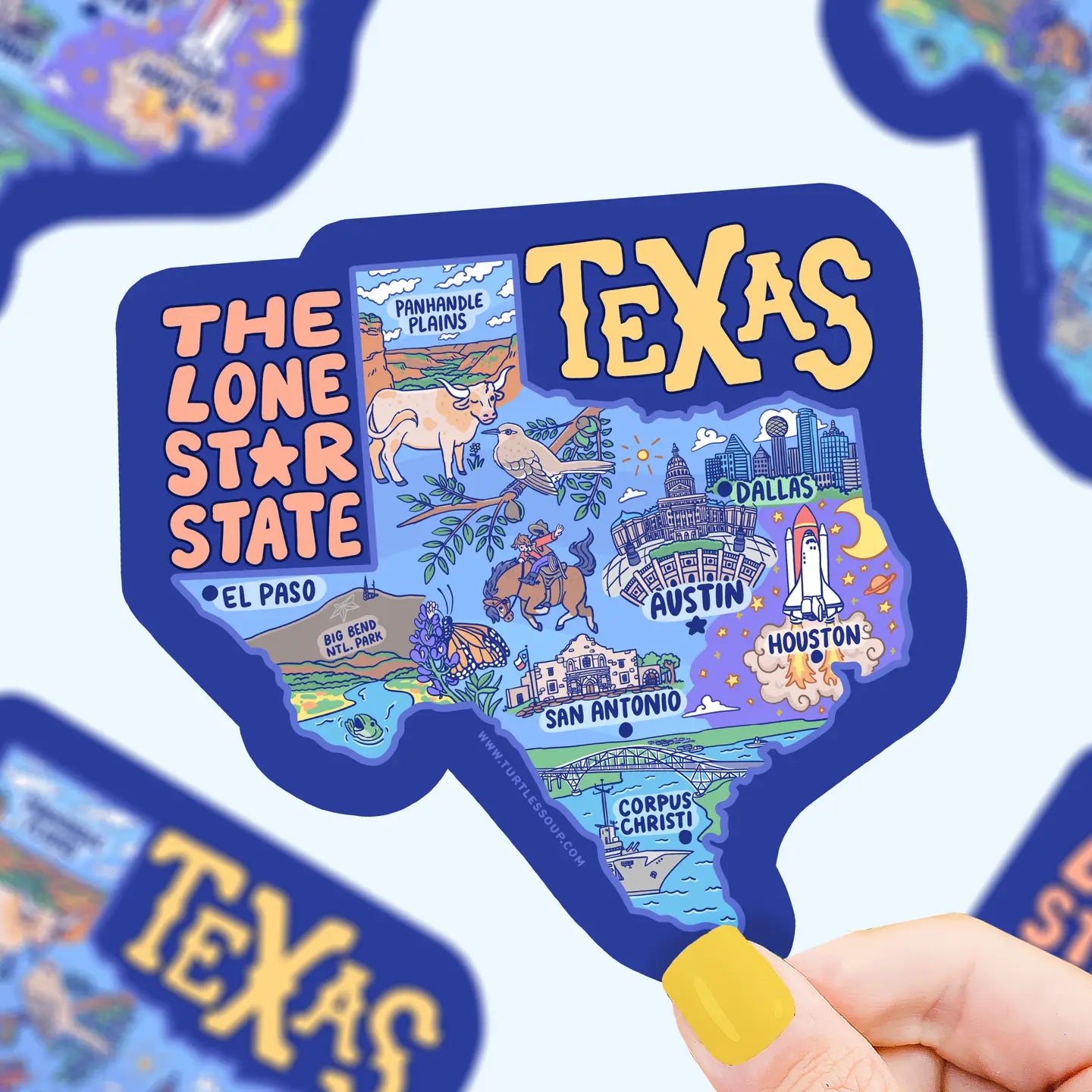 Texas Map Lone Star Sticker – Sew Bonita